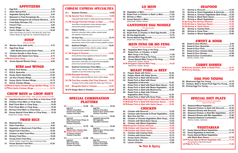Menu – Chinese Express Angus